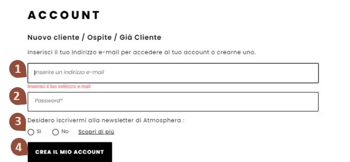 Come si crea un account cliente? – ATMOSPHERA